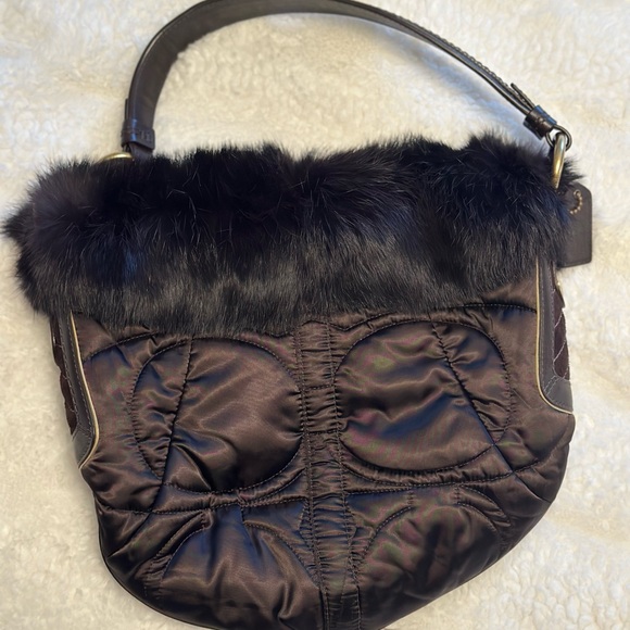 Coach | Bags | Vintage Coach Rabbit Fur Satin Shoulder Bag | Poshmark